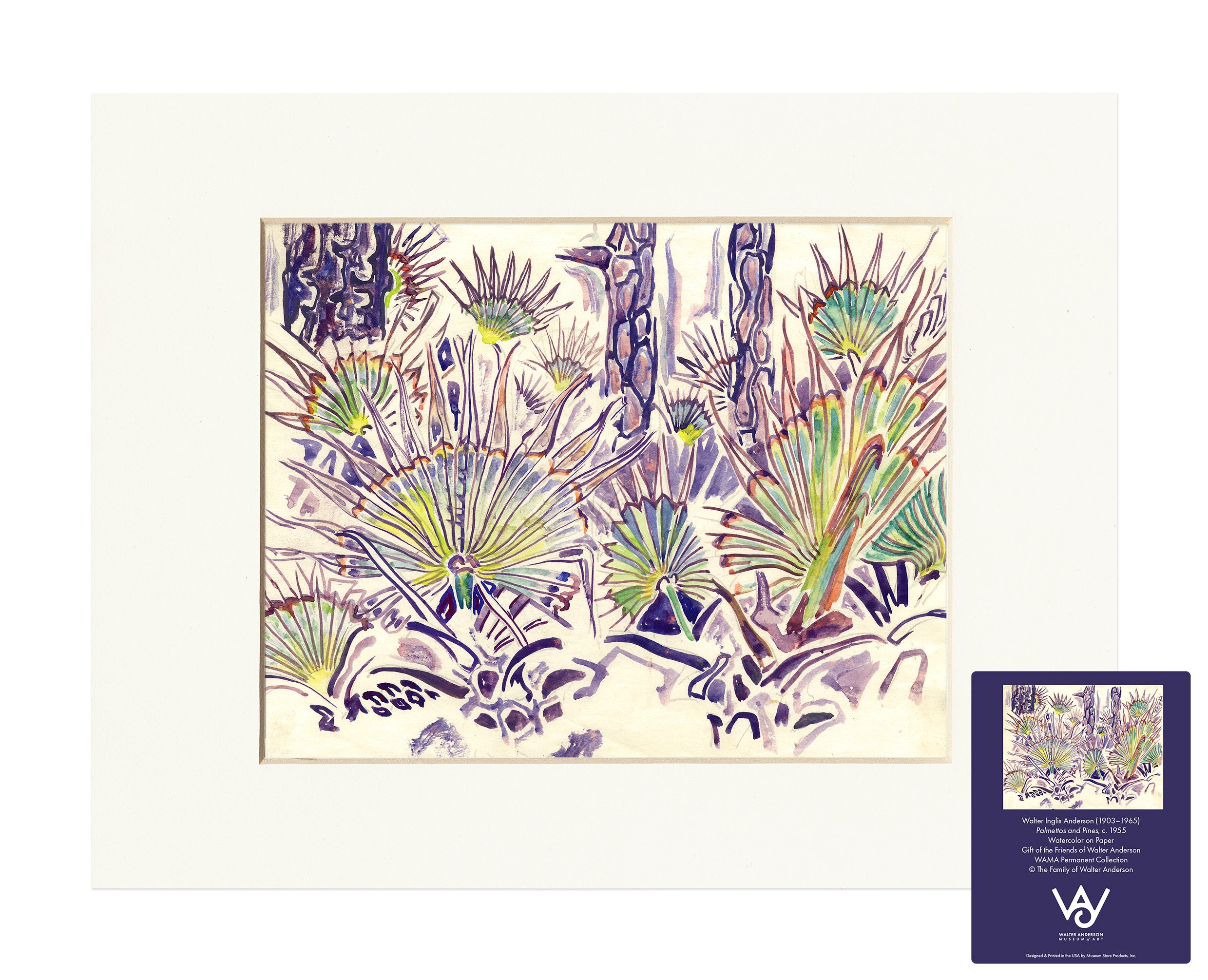 Palmettos and Pines, 8x10 matted print | Walter Anderson Museum of Art